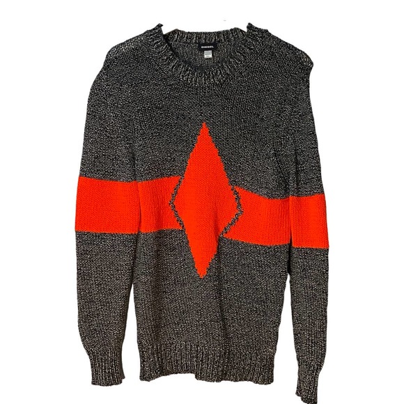 Diesel | Sweaters | Diesel Black Neon Red Knit Crewneck Sweater | Poshmark